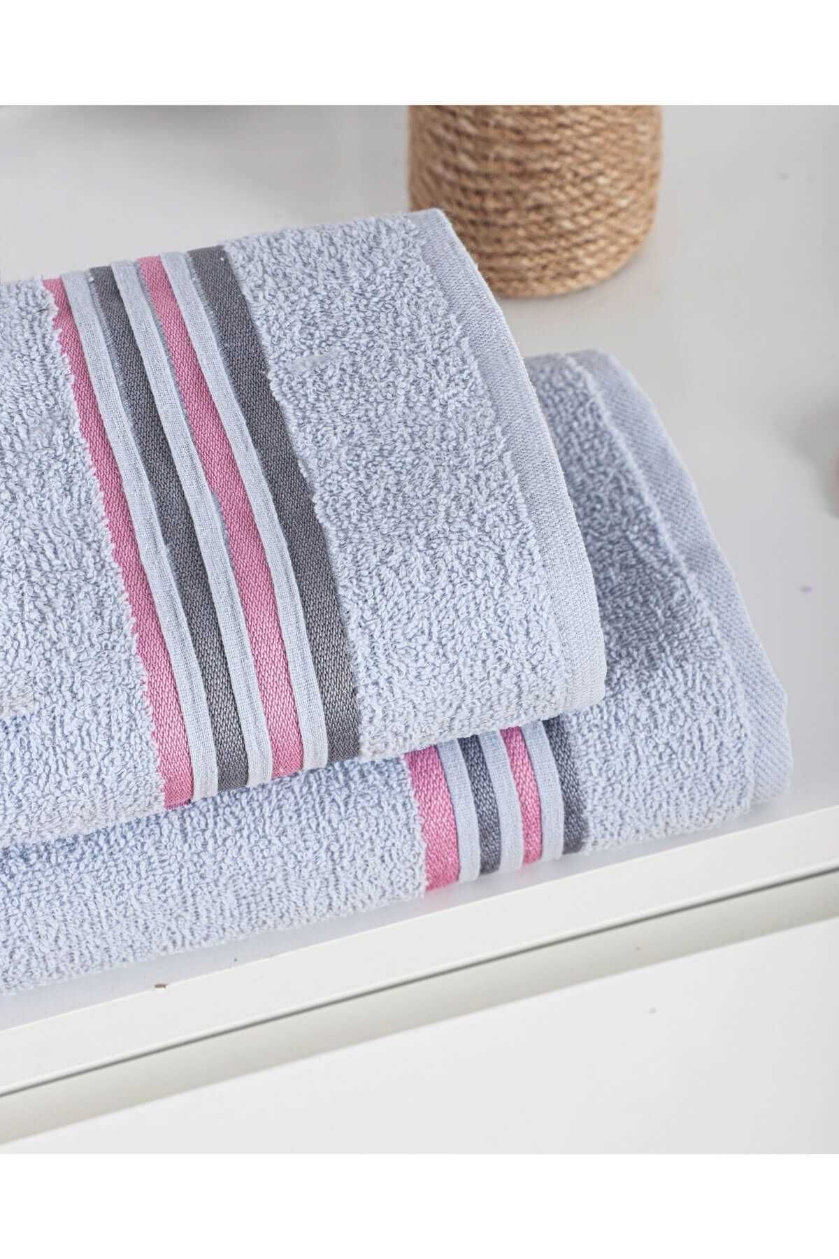 2 Parça Banyo Havlusu 100 Pamuklu Duş Havlu Takımı - tekstilbayi.com