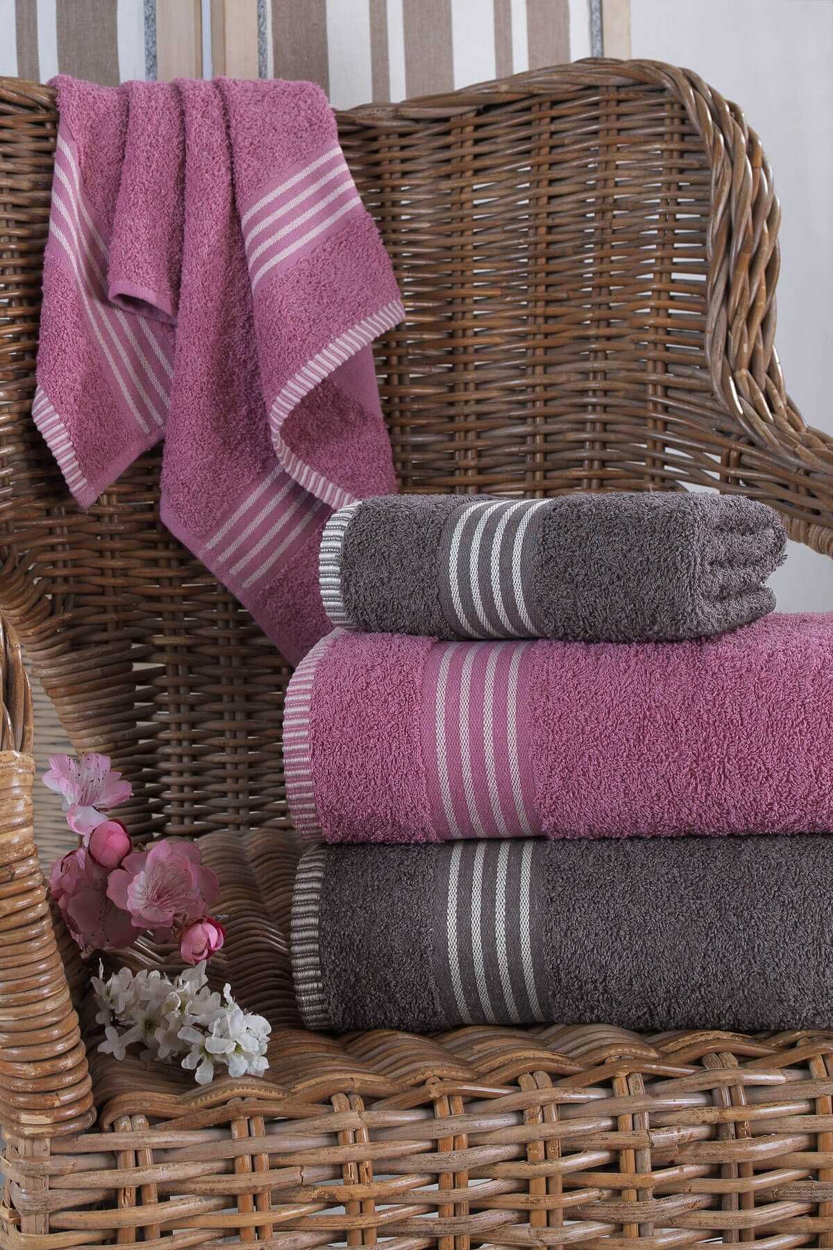 4 lü Kadın Erkek Banyo Havlusu Takımı Oscar Mürdüm Antasit ...
